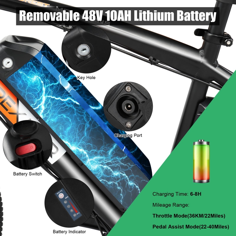 PEXMOR 27.5" E-Bike, 500W Electric Mountain Bicycle for Adult, Orange ...