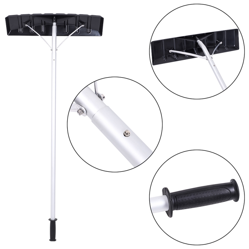 GoDecor Poly Blade Snow Roof Rake Telescoping Snow Roof Rake, Black ...