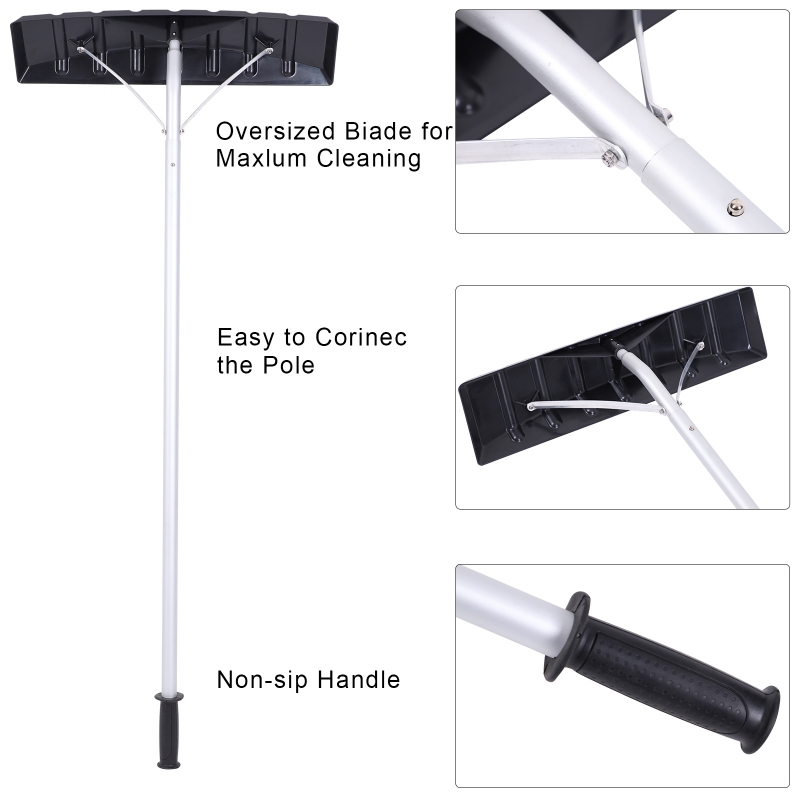 GoDecor Poly Blade Snow Roof Rake Telescoping Snow Roof Rake, Black ...